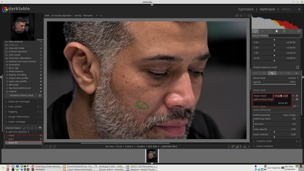 Adding and removing drawn masks from list of masks used by module ...