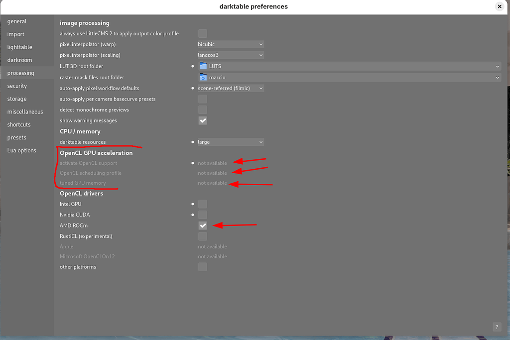 OpenCL GPU acceleration not avaliable [SOLVED] - darktable - discuss.pixls.us