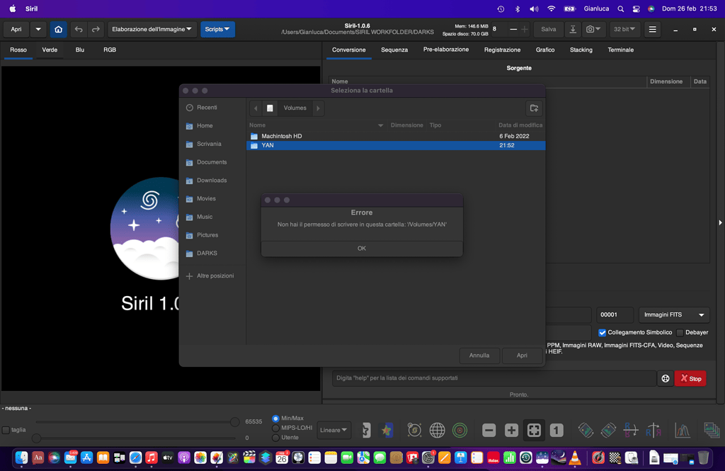 SIRIL cannot access external SANDISK SSD EXTREME drive on OSX ...