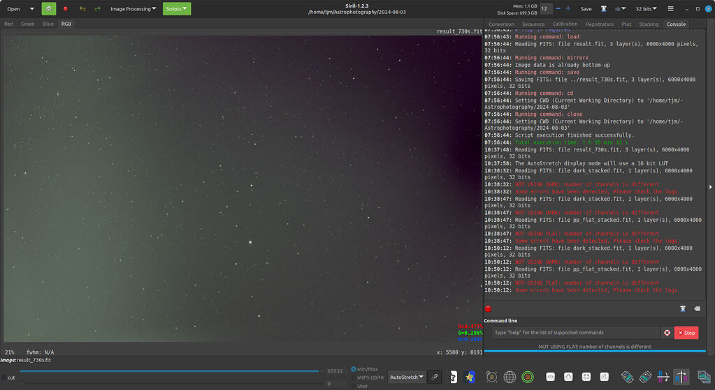 Siril calibration errors: number of channels is different - Siril - discuss.pixls.us
