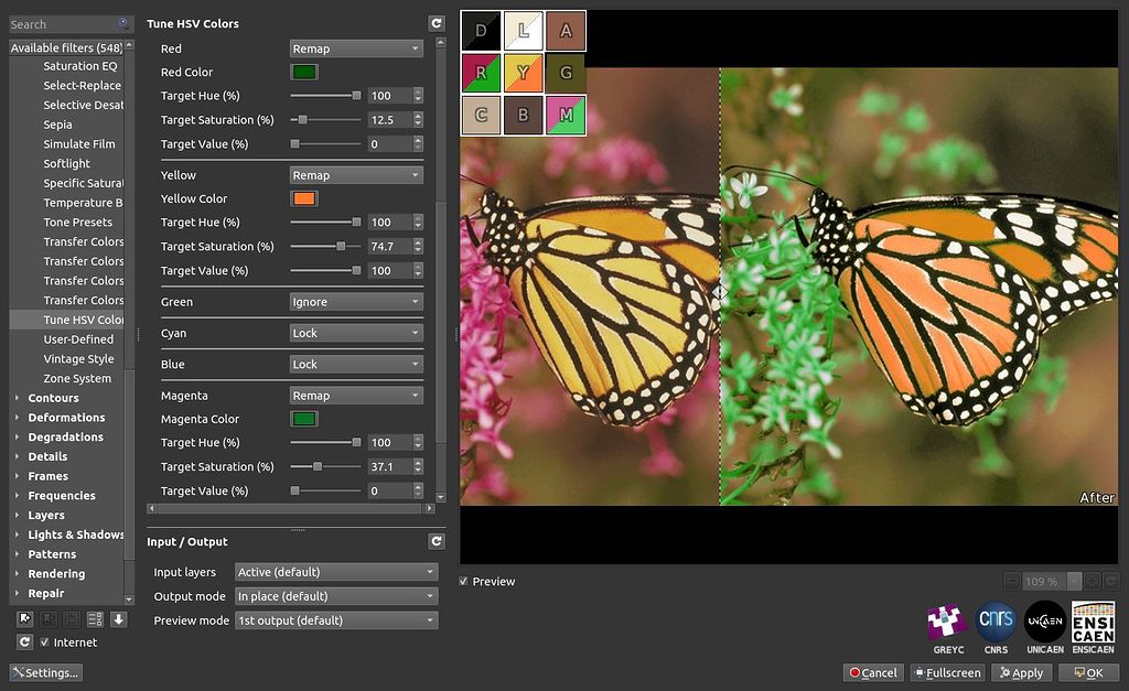 Filter 'Colors / Tune HSV Colors' - G'MIC - discuss.pixls.us