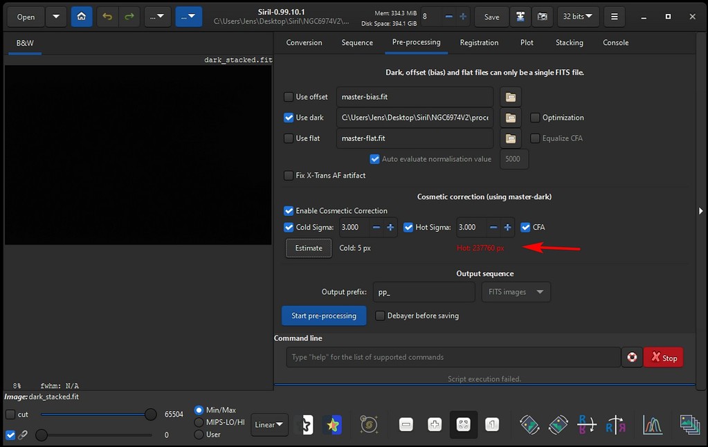 command preprocess: how to define hot sigma - Siril - discuss.pixls.us