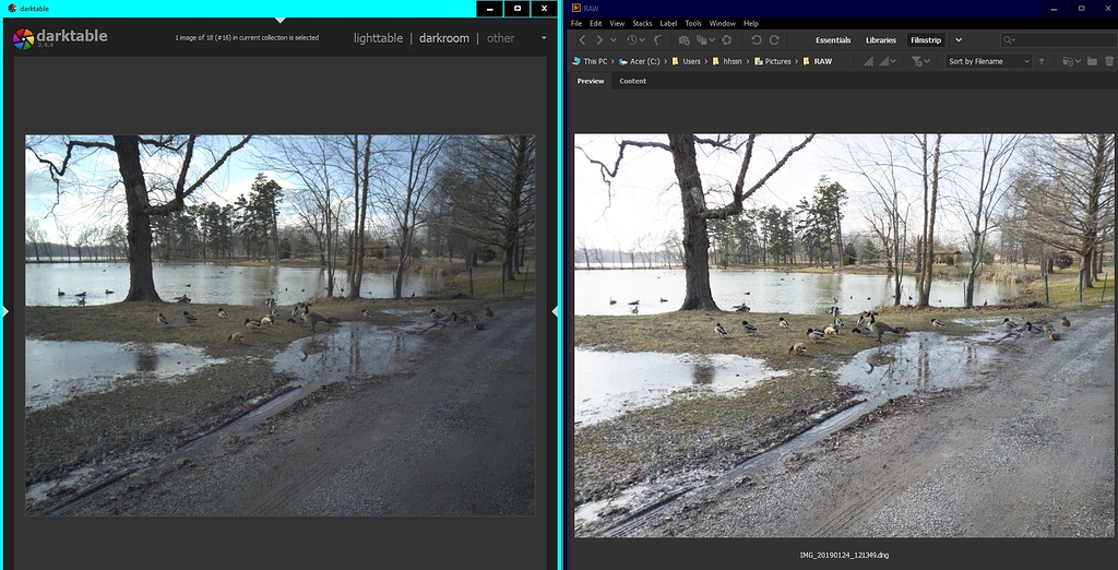 DNGs look different in darktable compared to Adobe Lightroom ...