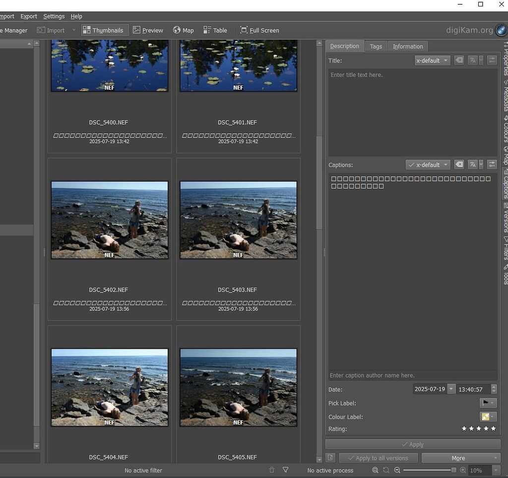 Corrupt text on thumbnails after import - digiKam - discuss.pixls.us