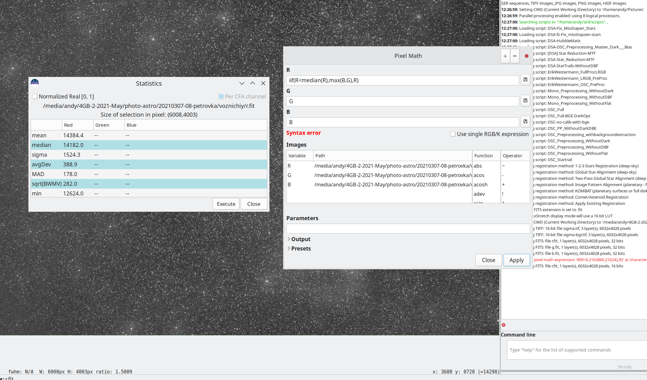 Siril (1.2.1) strange Pixel Math error - Siril - discuss.pixls.us