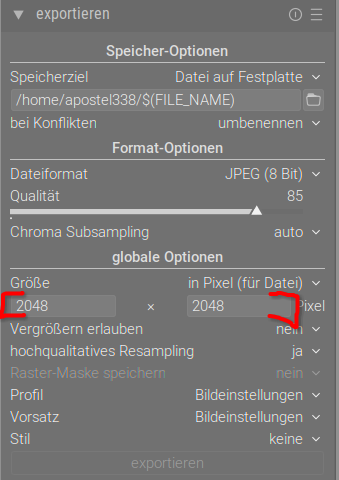 [SOLVED] Missing options in export module - darktable - discuss.pixls.us