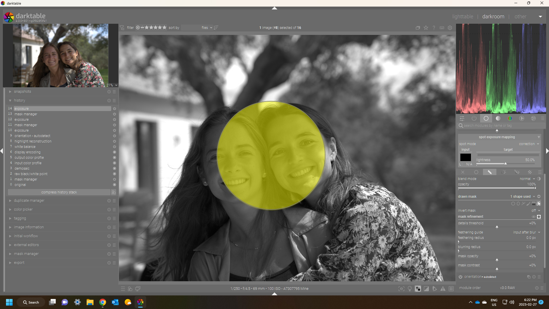How to change opacity of an inverted drawn mask in darktable ...
