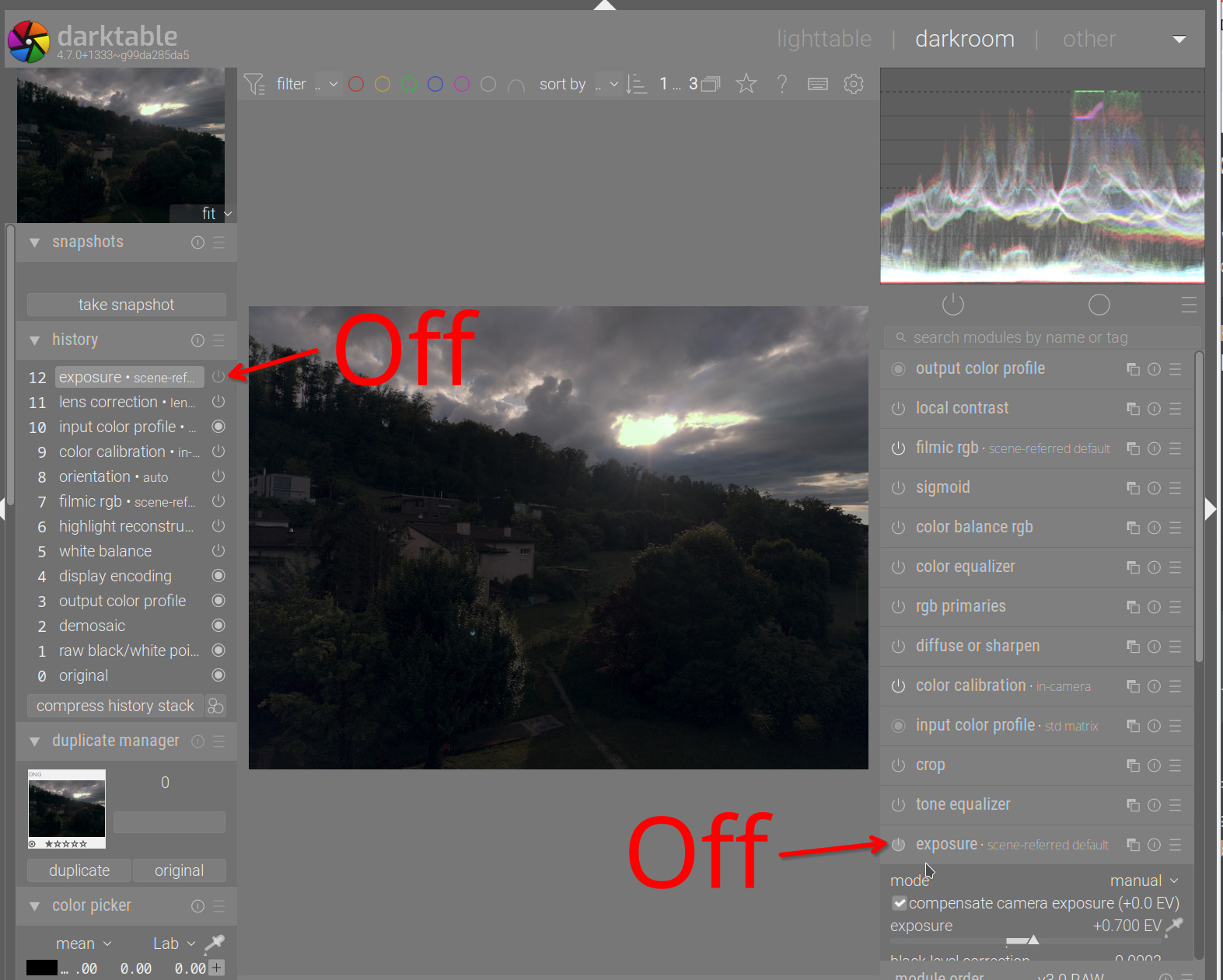 How can we turn off exposure compensation for all images we import - darktable - discuss.pixls.us