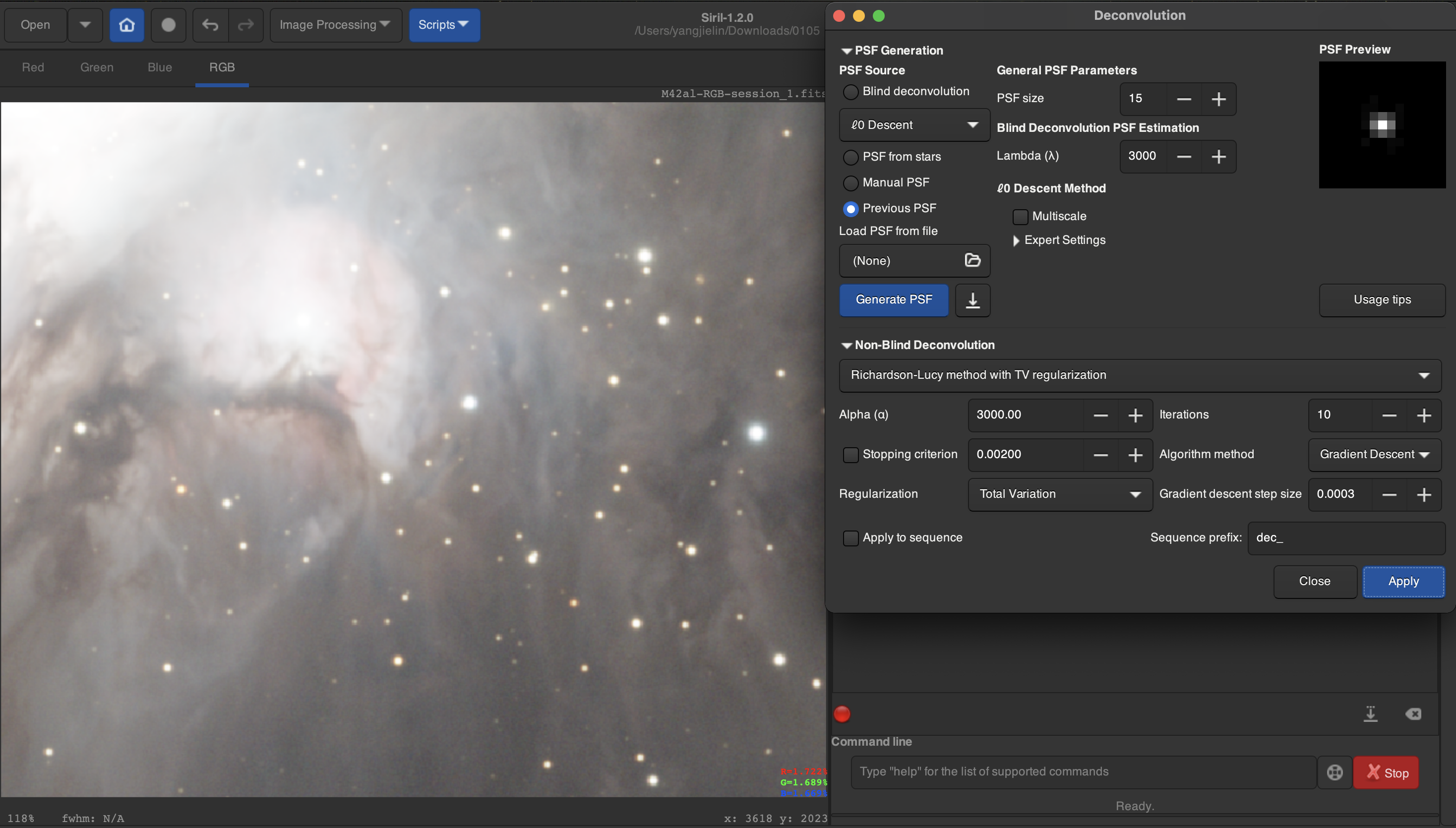Nothing happen after blind Deconvolution - Siril - discuss.pixls.us