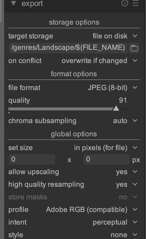 [SOLVED] Missing options in export module - darktable - discuss.pixls.us