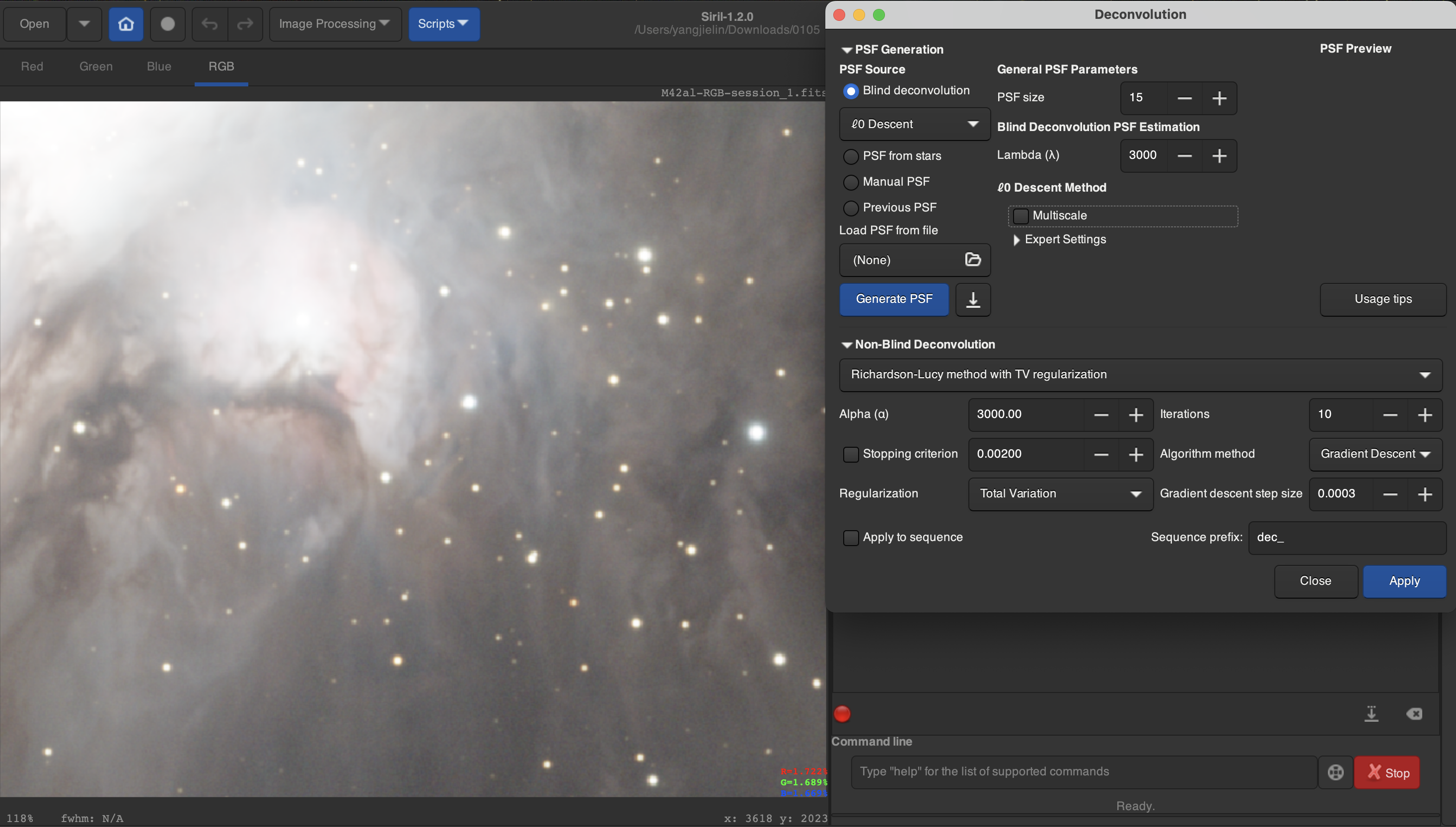 Nothing happen after blind Deconvolution - Siril - discuss.pixls.us